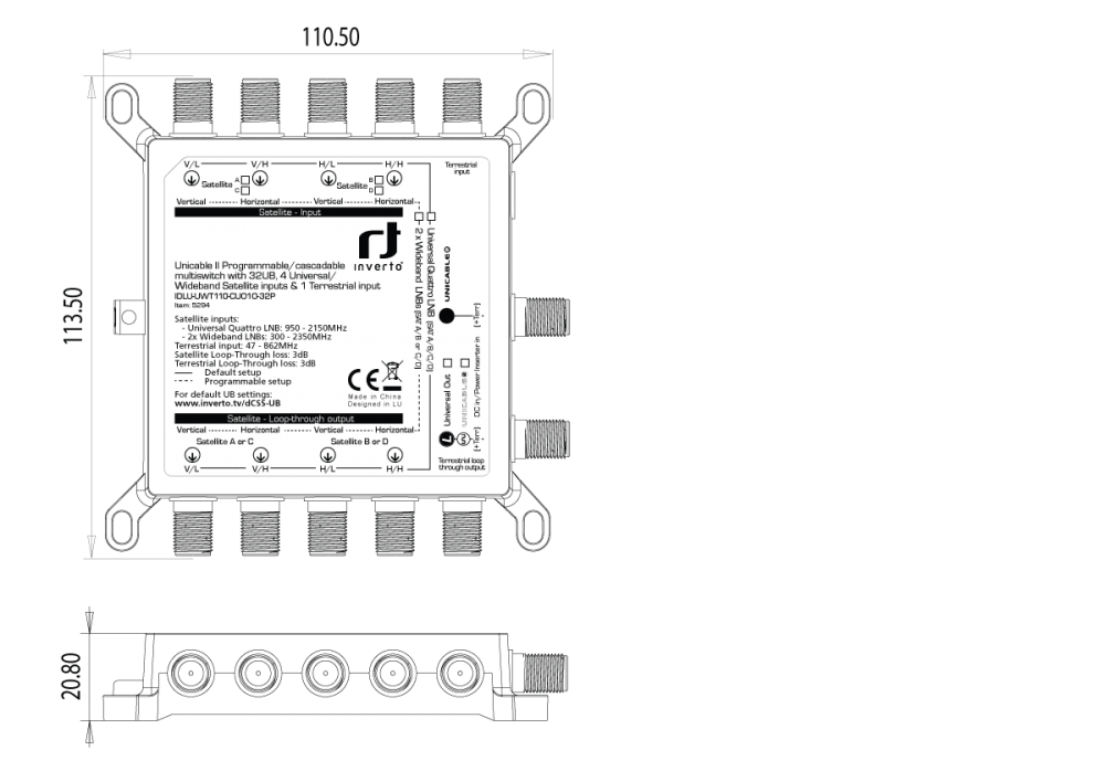 Programmable and cascadable multiswitch with 32 User Bands, 4 Universal ...